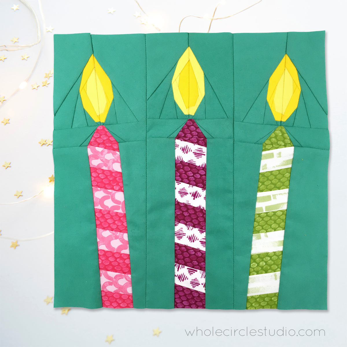 Celebration Candles block pattern: PDF download – WholeCircleStudio