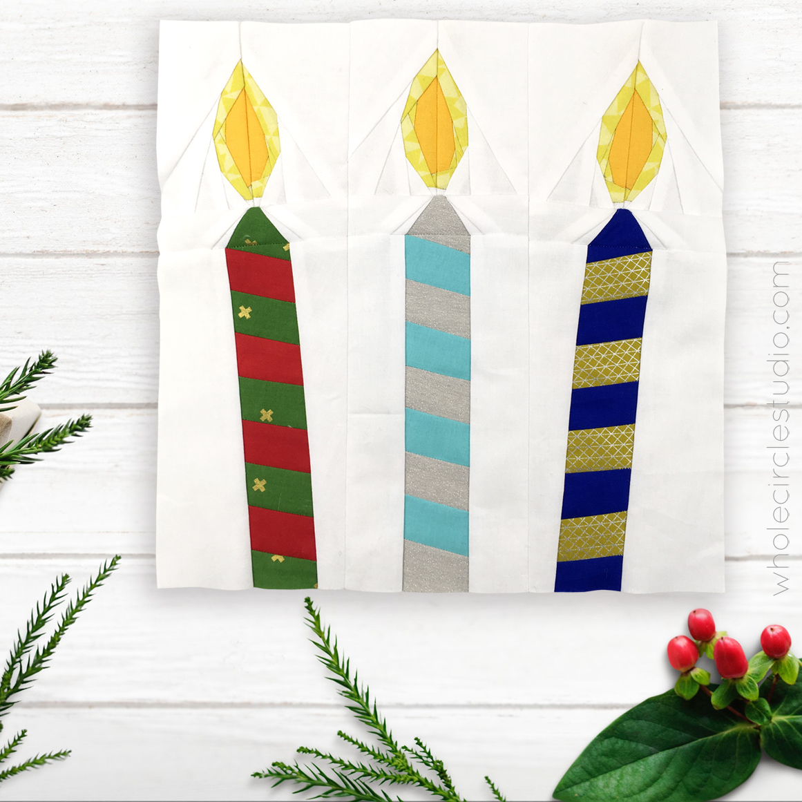 Celebration Candles block pattern: PDF download – WholeCircleStudio