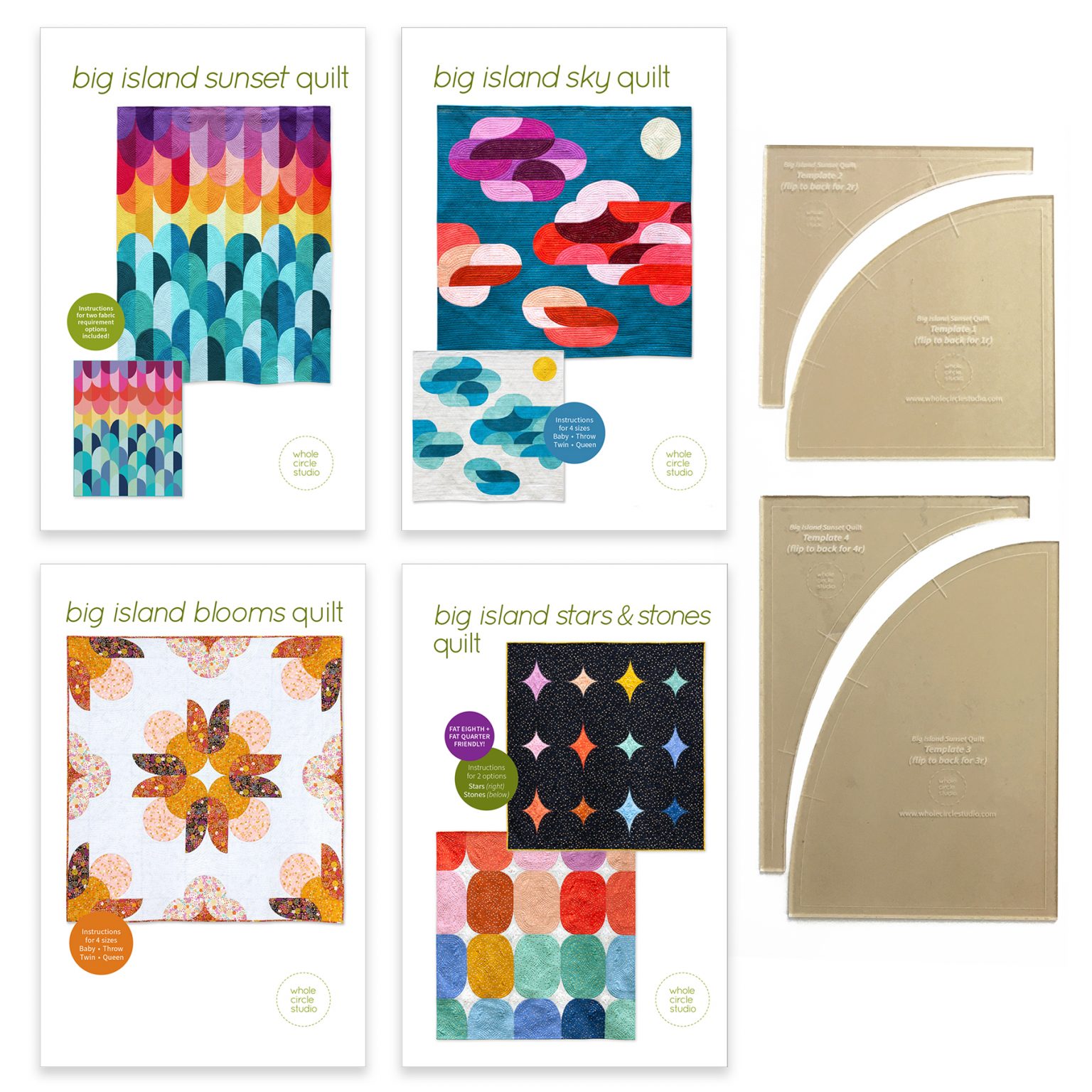 Big Island quilt series (bundle of 4 patterns): PDF download + acrylic ...