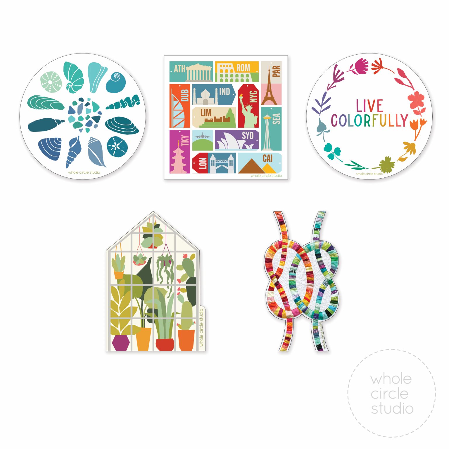 Whole Circle Studio Quilts: Sticker Pack (set of 5) – WholeCircleStudio