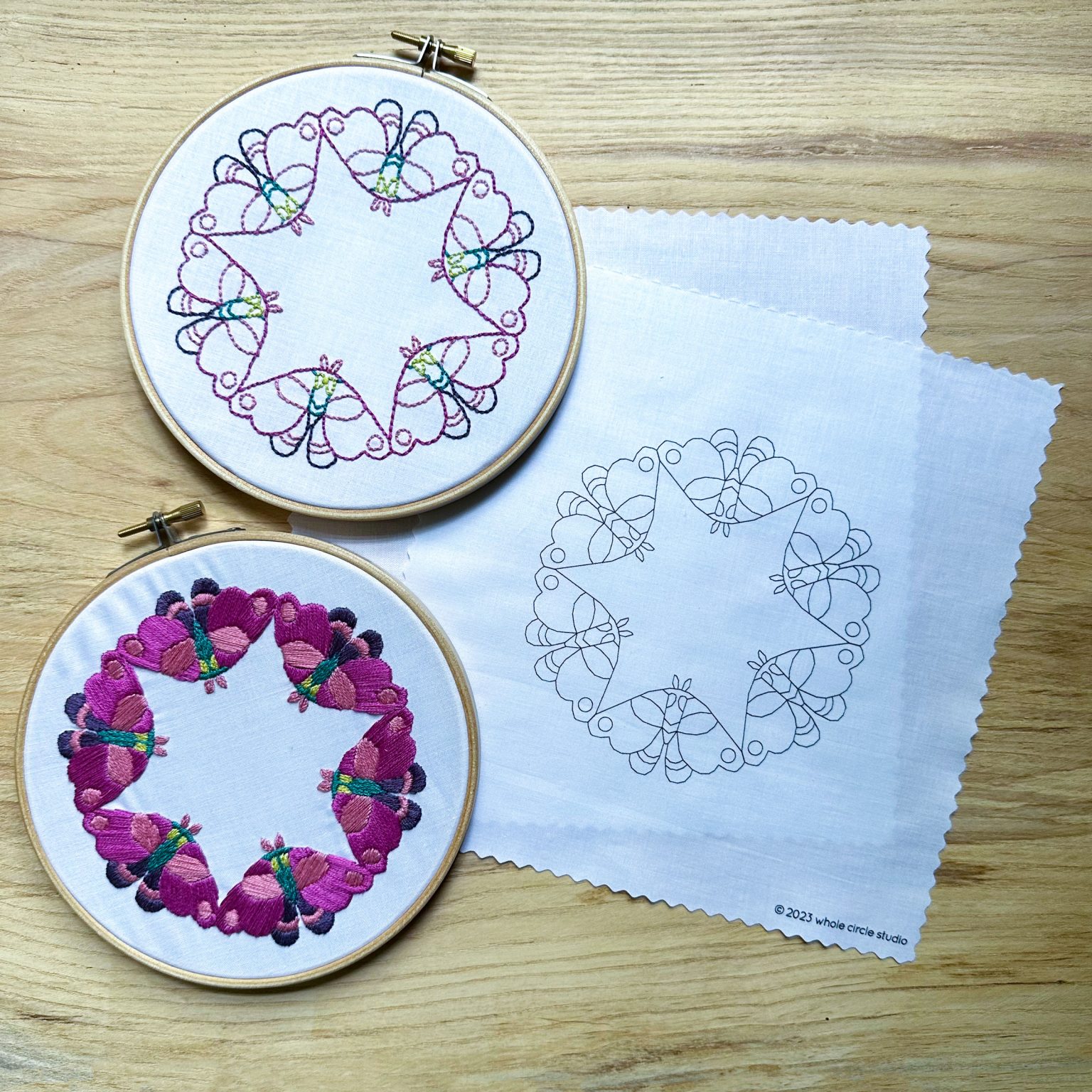 Modern Moths embroidery kit – WholeCircleStudio